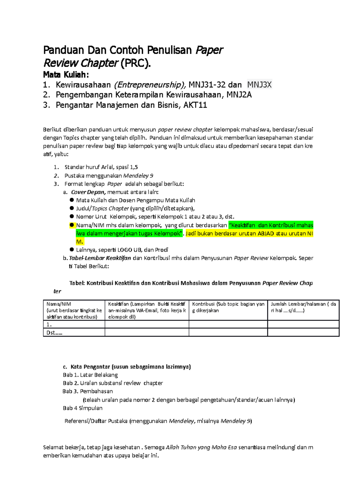 2021091-Panduan dan Contoh Paper Review Chapter-All subject - Panduan ...