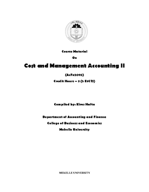 CMA-I Ch-1 - Chapter One: Overview of Cost and Management Accounting 1 ...