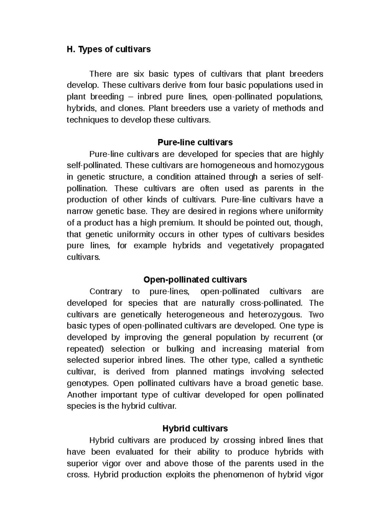 Cultivar Types in Plant Breeding: A Comprehensive Overview - Studocu
