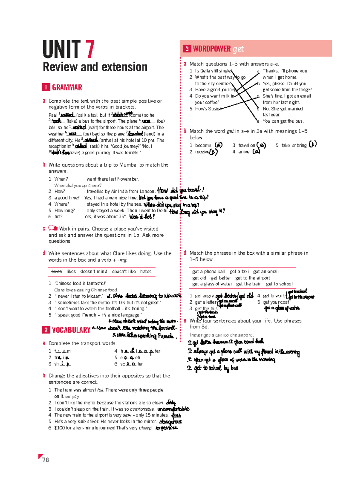 UNIT 7: Word Power Review & Extension (SB 7, WB 8B) - Studocu