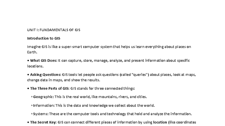 GIS UNIT I: Fundamentals and Concepts of Geographic Information Systems ...