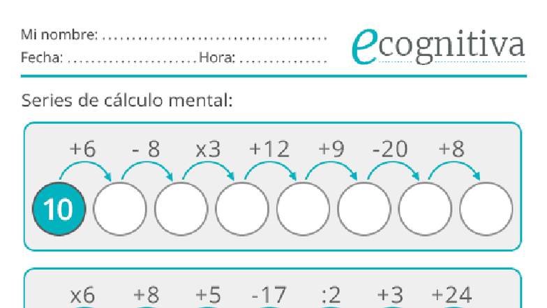 Ejercicios de Cálculo Mental: +6 - 8 x3 +12 +9 -20 (Cálculo 2) - Studocu