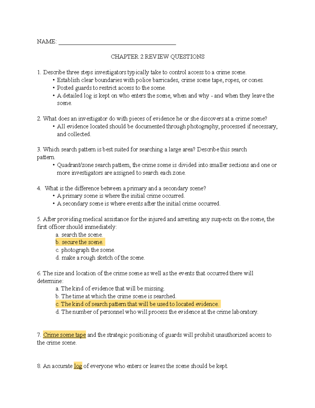 Forensic 2 - Prof. Trinh, Chapter 2 Review Questions Guide - Studocu