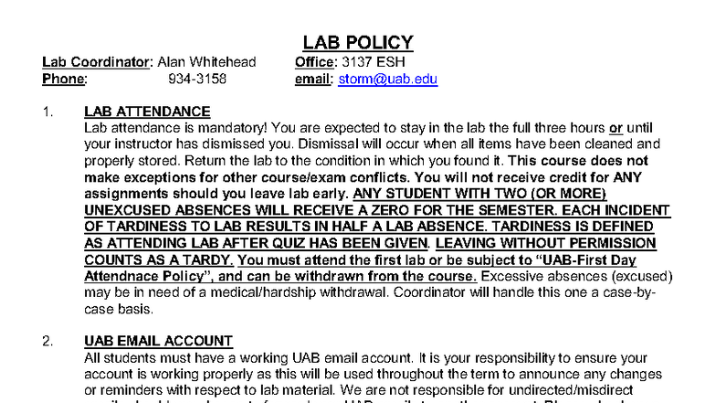 LAB Policy SPR 2025: Attendance, Exams, and Conduct Guidelines - Studocu