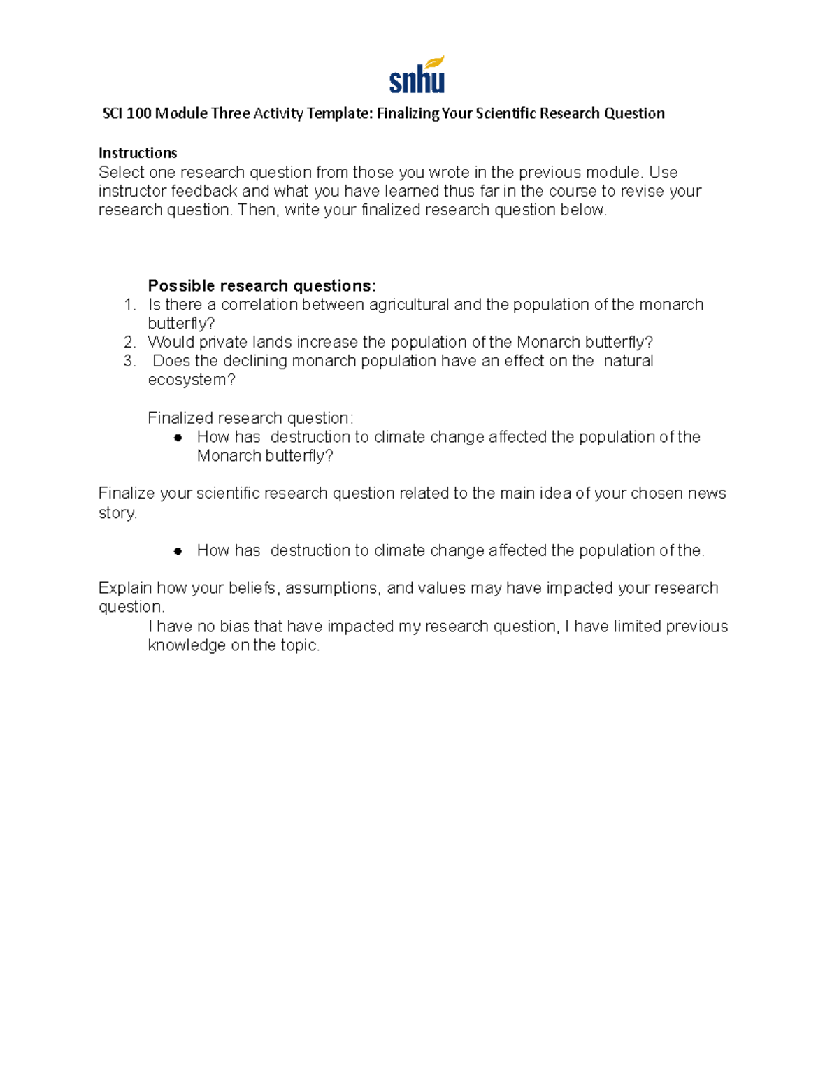 3-2 Applied sci - SCI 100 Module Three Activity Template: Finalizing ...