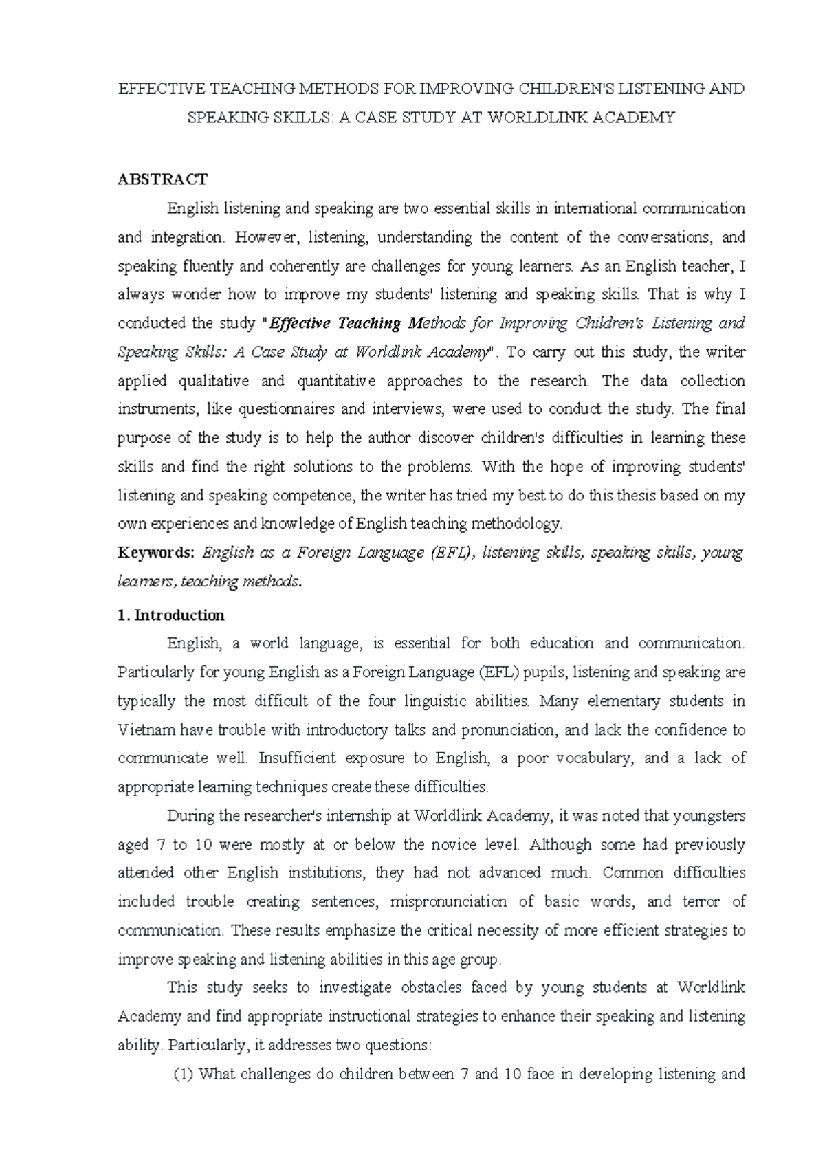 EFL 101: Teaching Methods for Enhancing Listening & Speaking Skills ...