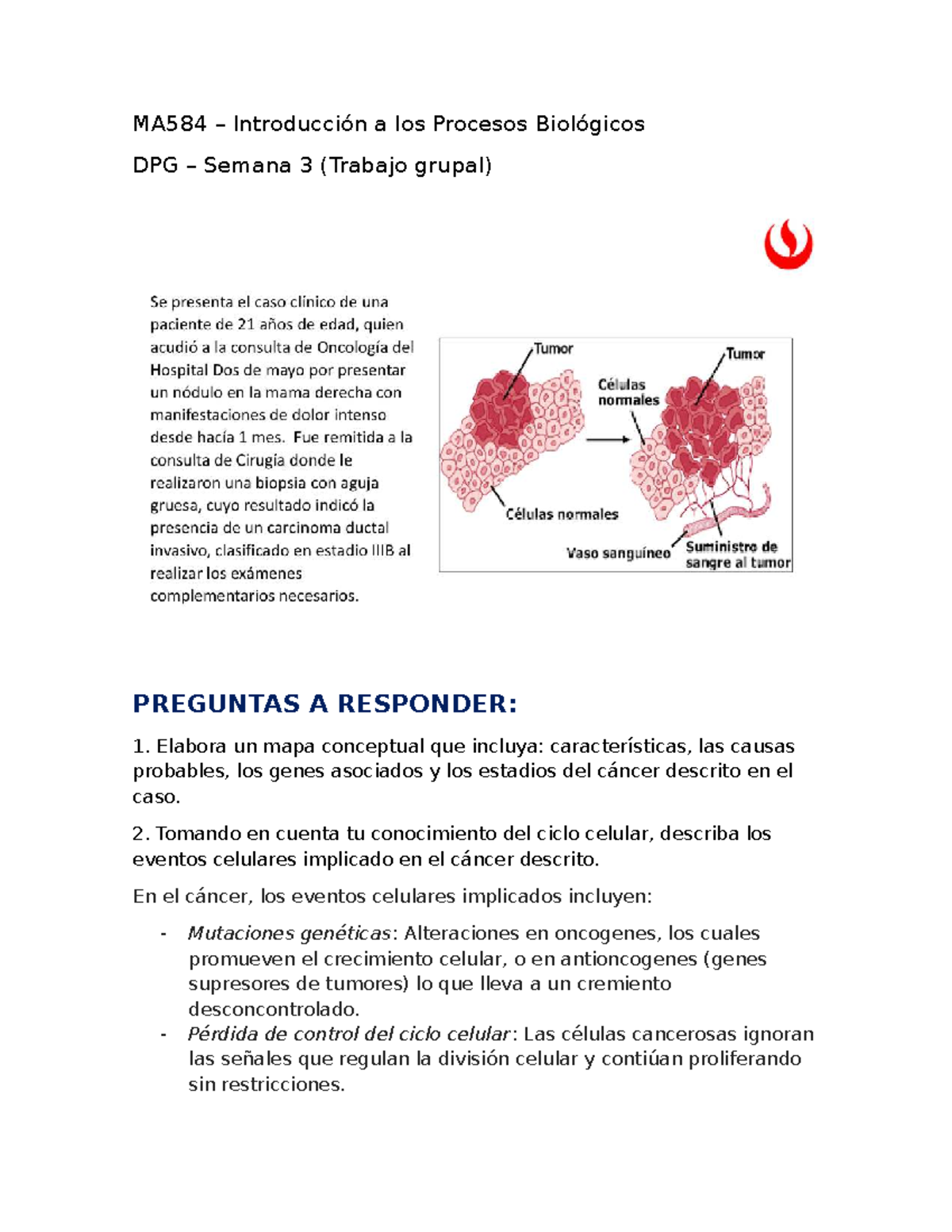 MA584 DPG Semana 3: Mapa Conceptual y Eventos Celulares en Cáncer - Studocu