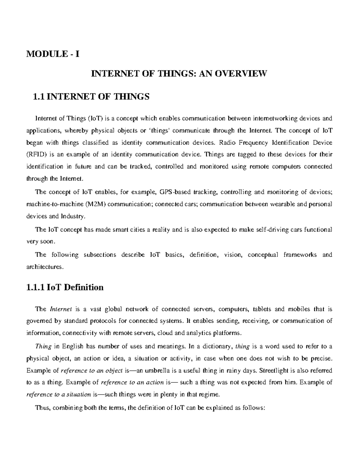 Module 1 iot - MODULE - I INTERNET OF THINGS: AN OVERVIEW 1 INTERNET OF ...