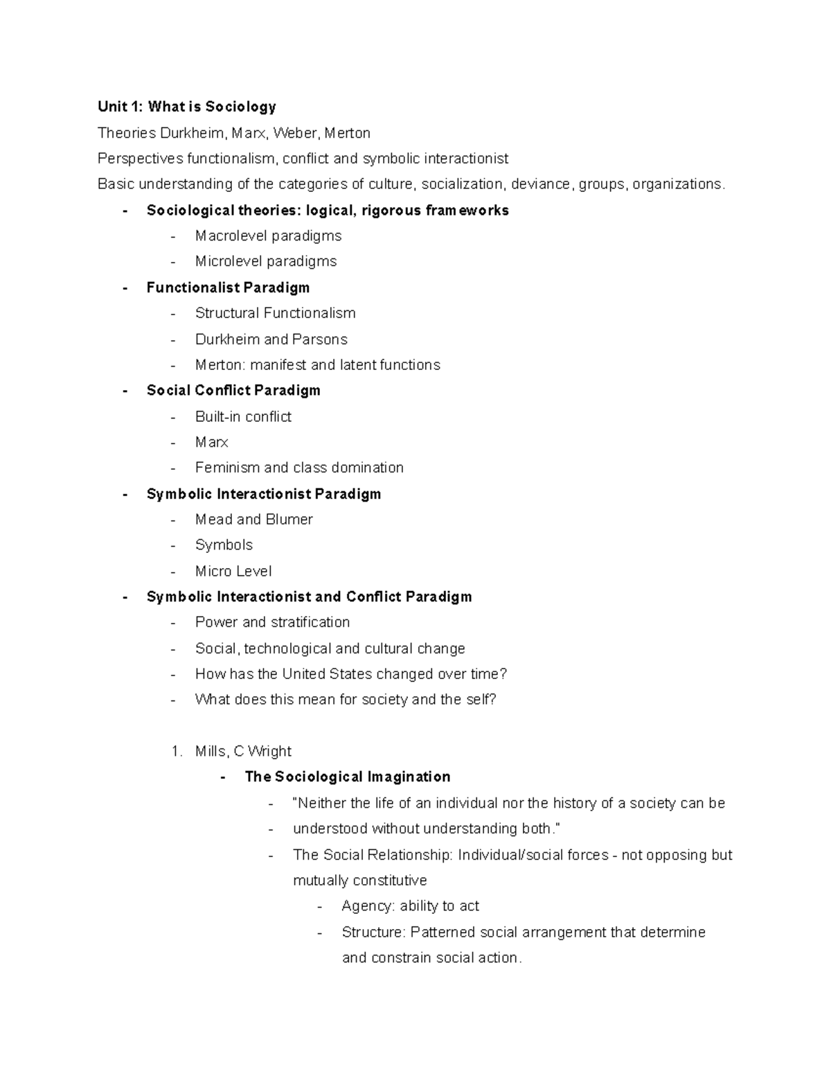 Sociology 101: Midterm Revision on Key Theories and Concepts - Studocu