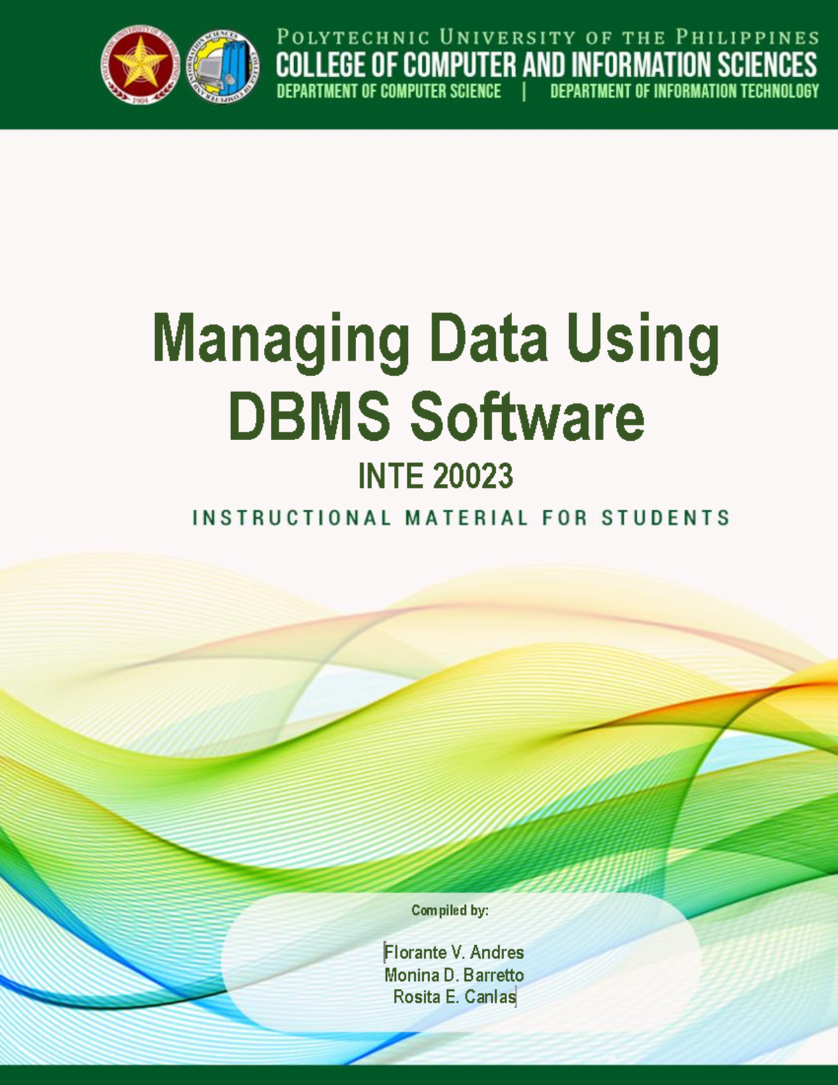 Managing Data with DBMS Software INTE 2002 3 Course Overview and ...