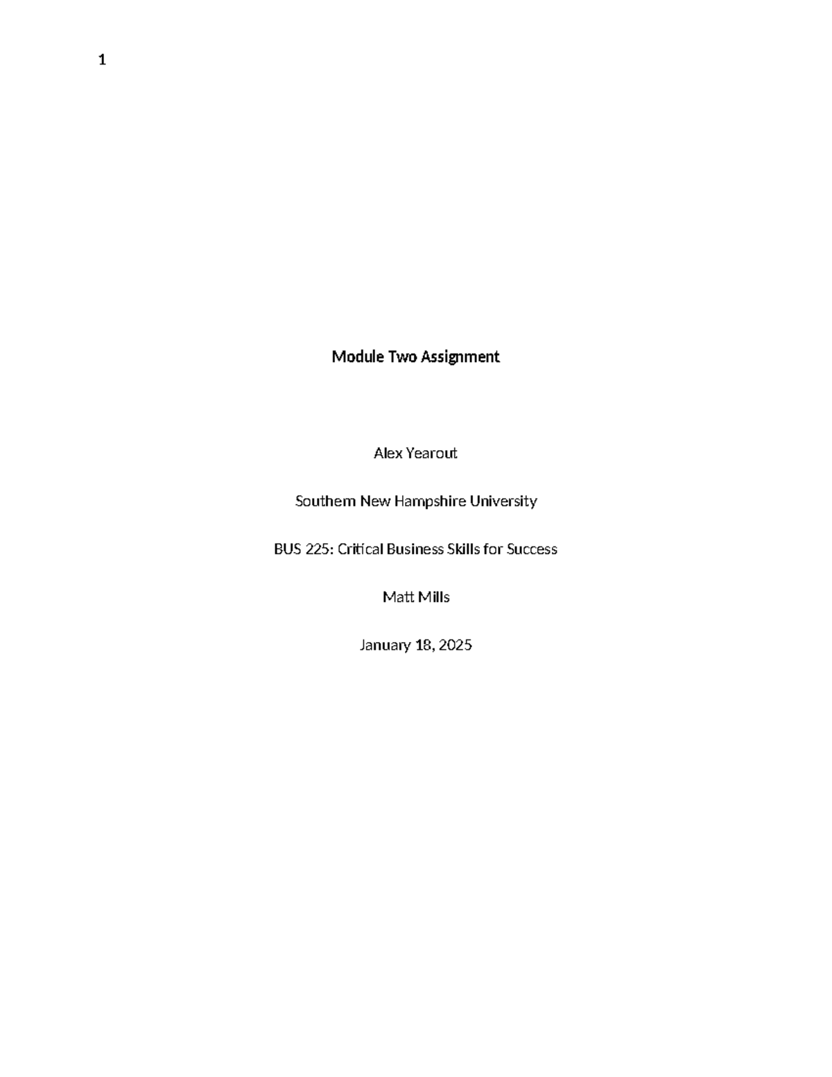 BUS225 Module Two Assignment - Module Two Assignment Alex Yearout ...