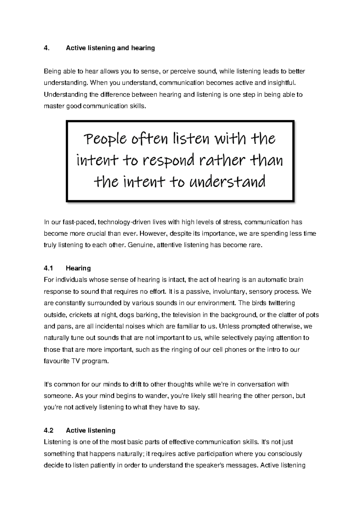 Hkcox 2A Unit 1 Active Listening vs. Hearing: Key Insights and Skills ...