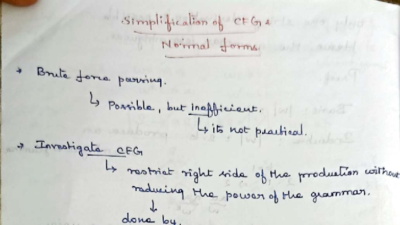CFG Normal Forms: Simplification & Useless Productions (CS101) - Studocu