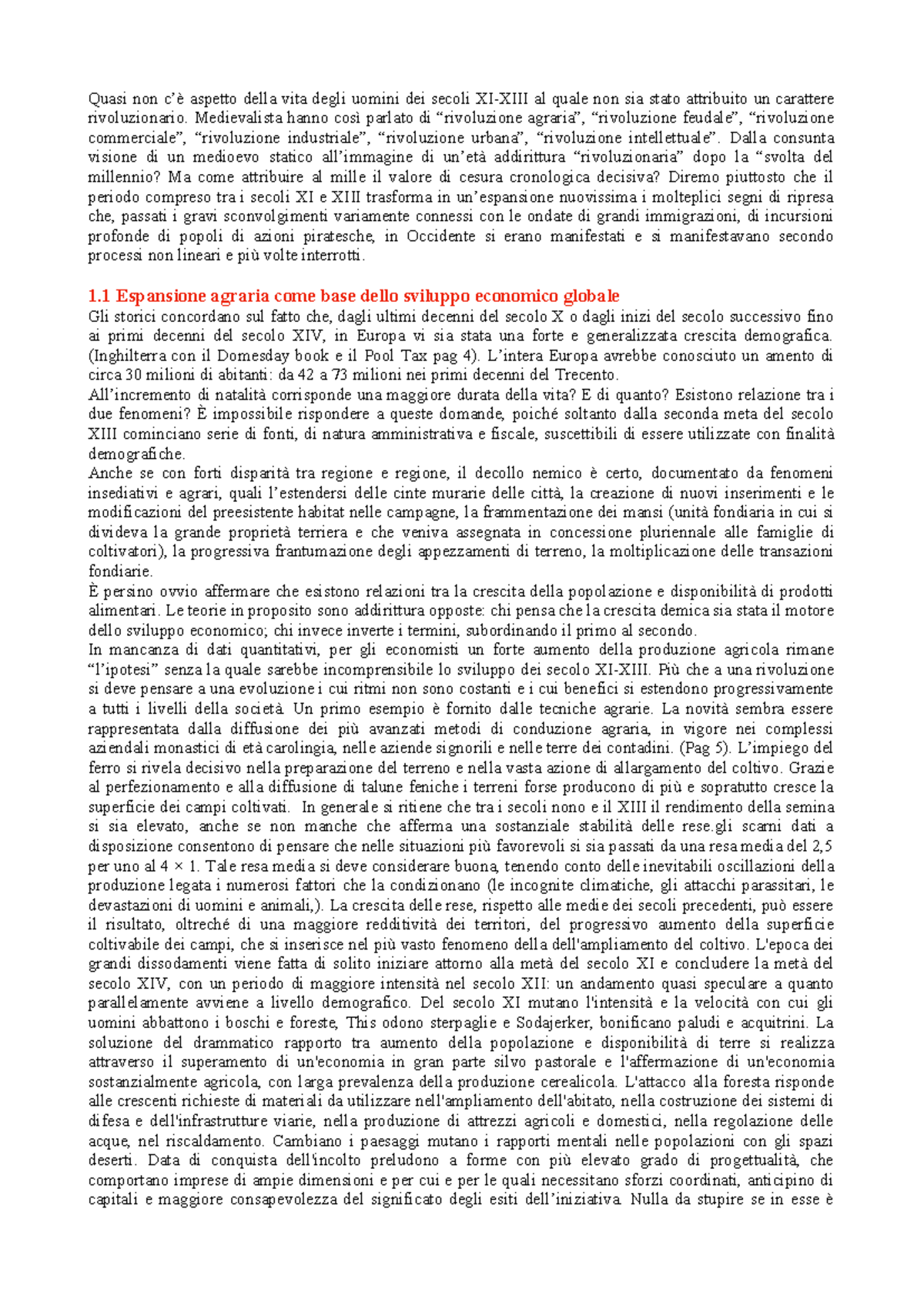 Civiltà del basso Medioevo: trasformazioni economiche e sociali (XI ...