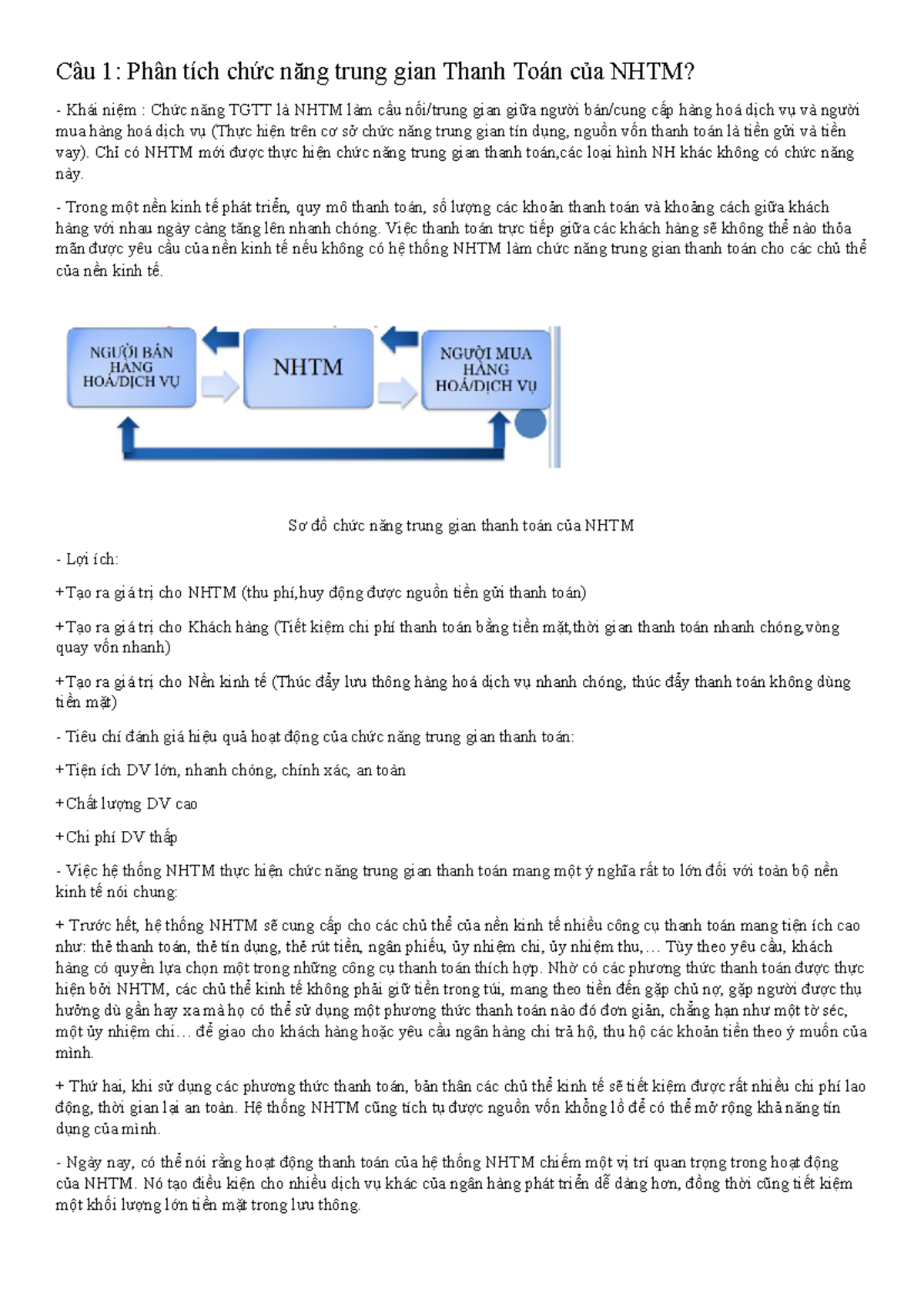 Chức năng trung gian thanh toán và tín dụng của NHTM - NHTM 101 - Studocu