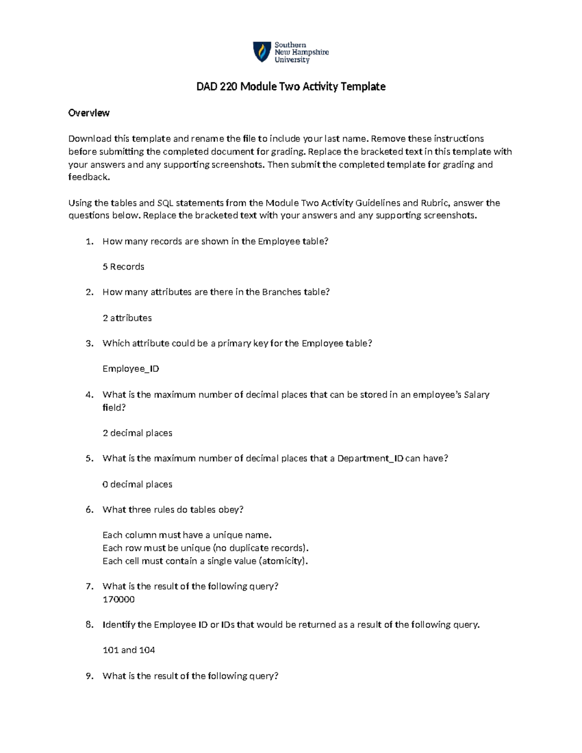 DAD 220 Module Two Activity Answers by Turcios Miguel - Studocu