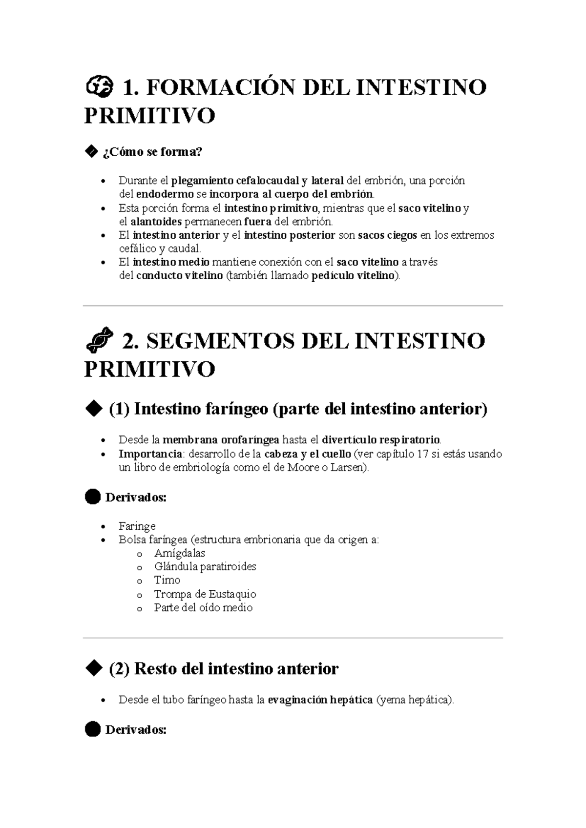 Formación y Segmentos del Intestino Primitivo - Medicina 2º Semestre ...