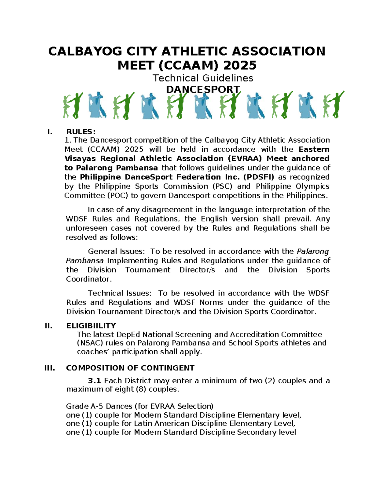 2025 CCAAM Dancesport Technical Guidelines and Competition Rules - Studocu