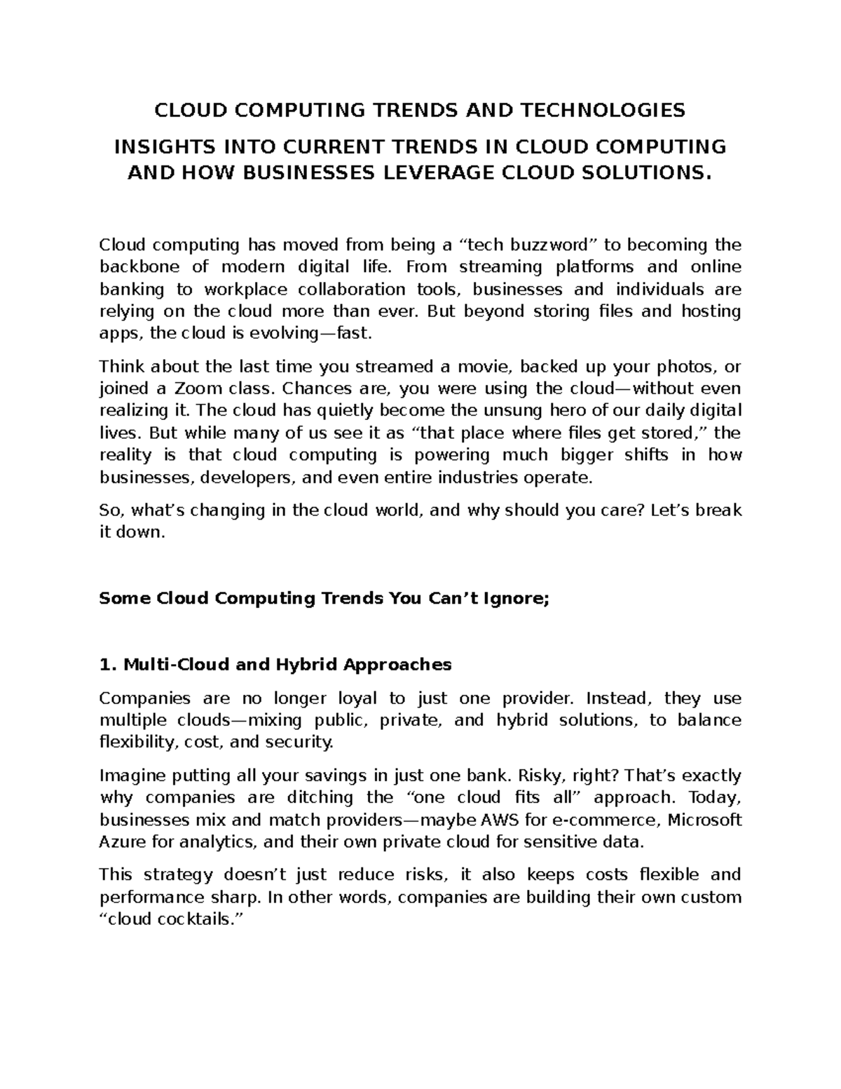 CLOUD COMPUTING TRENDS & TECH: Insights for Businesses (CCTT 2023 ...