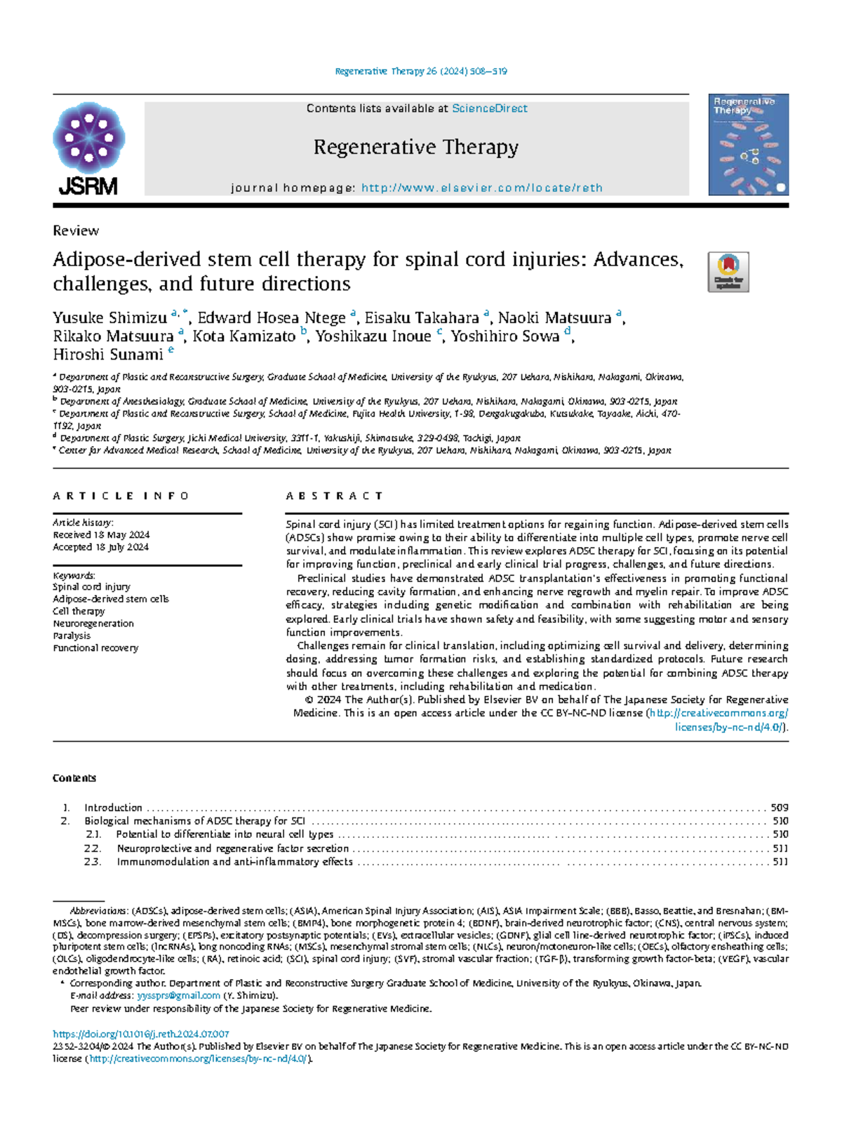 Stem Cell Therapy for Spinal Cord Injury: Advances & Future Directions ...