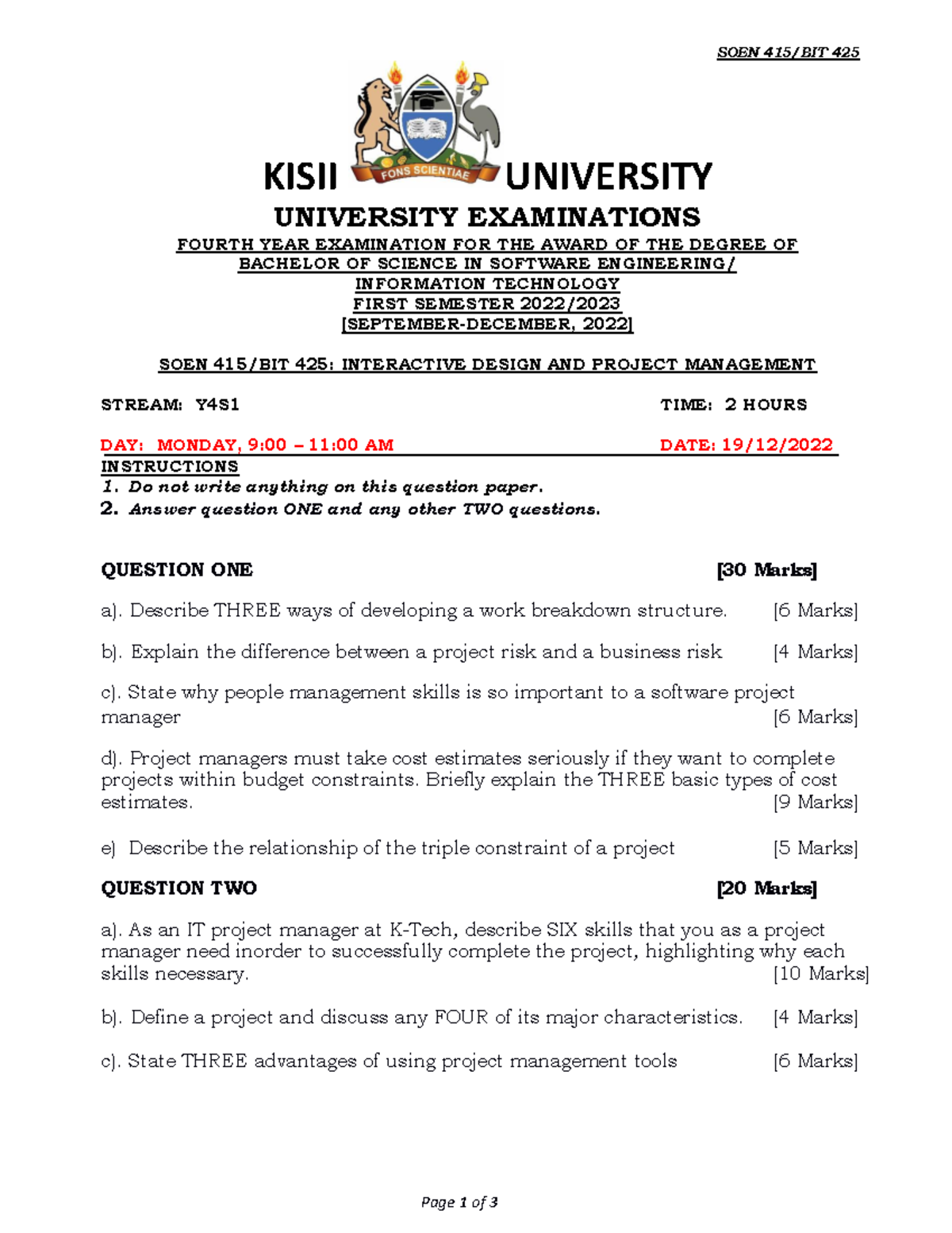 SOEN 425: Interactive Design & Project Management Exam Notes - Studocu