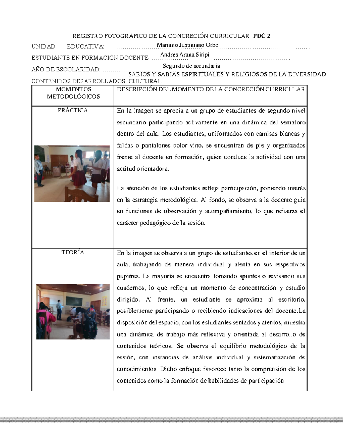 Registro Fotográfico de la Concreción Curricular PDC 2 - Studocu