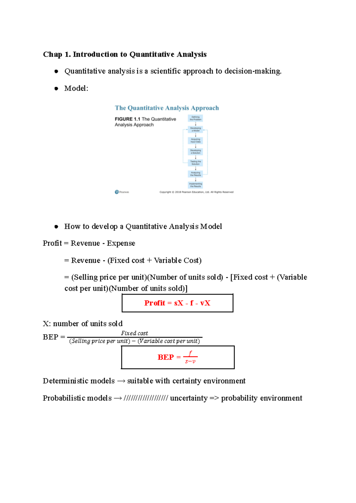 Notes - Chap 1. Introduction to Quantitative Analysis Quantitative ...