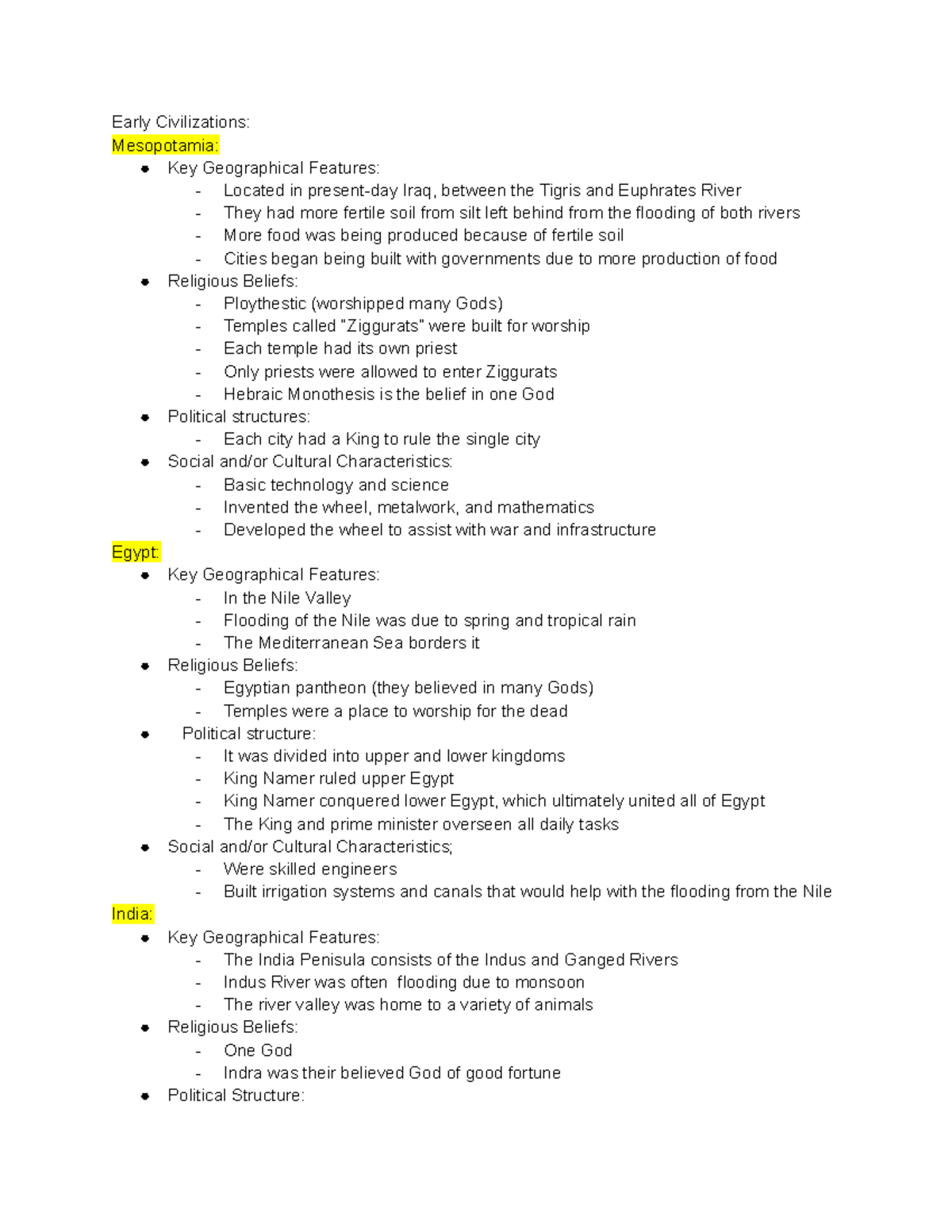 Survey of World History- Task 1 - Early Civilizations: Mesopotamia: Key ...