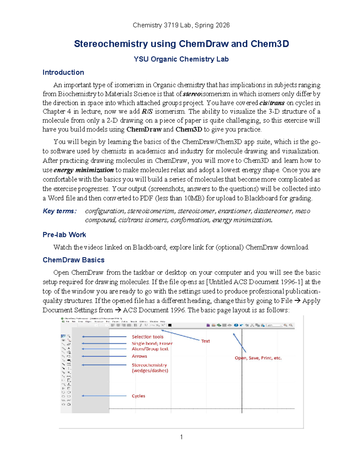 Chemistry 3719 Lab: Stereochemistry Practice with ChemDraw & Chem3D ...