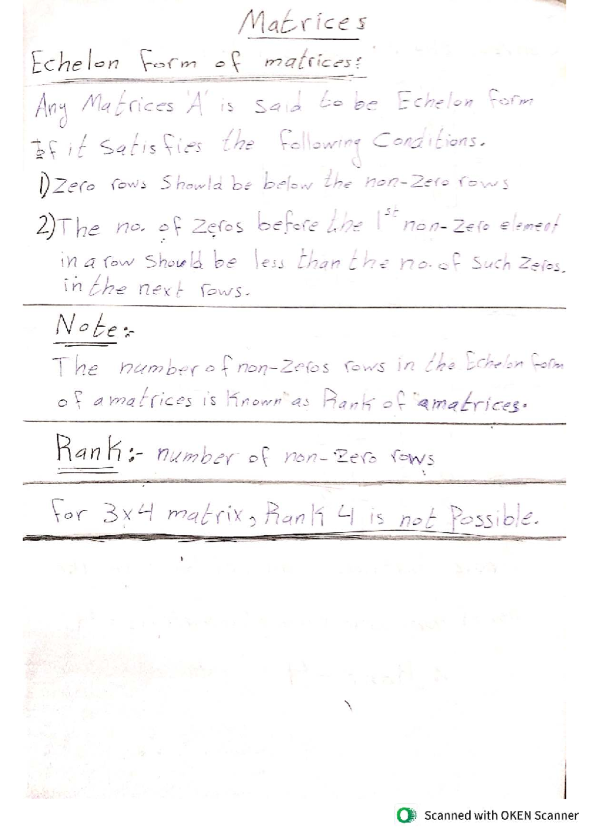 M1 Unit-1: Echelon Form of Matrices and Rank Analysis - Studocu