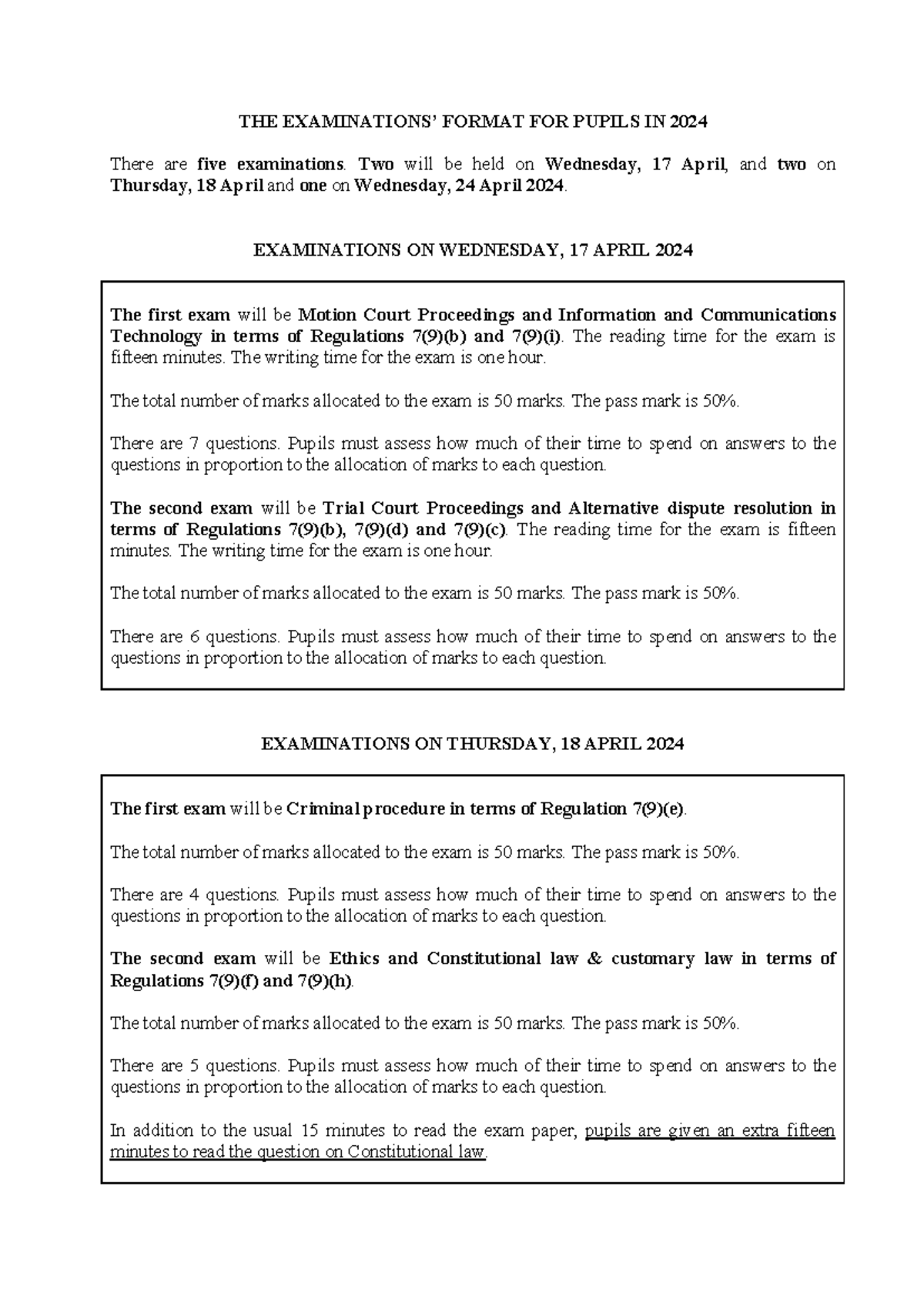 LPC Advocates April 2024 Exam Format and Details - Studocu