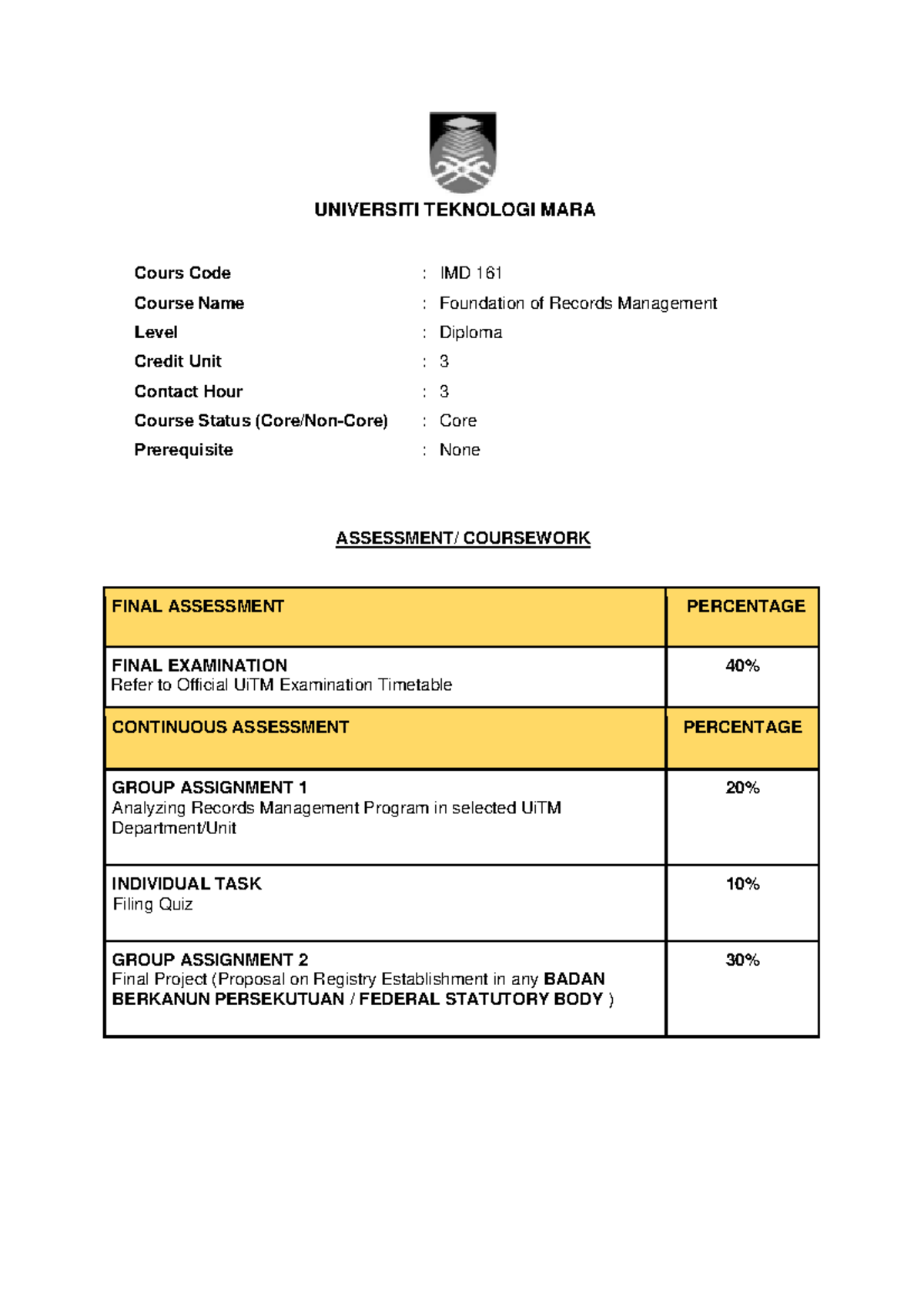 IMD161 Final Exam Assessment: Analyzing Records Management Programs ...