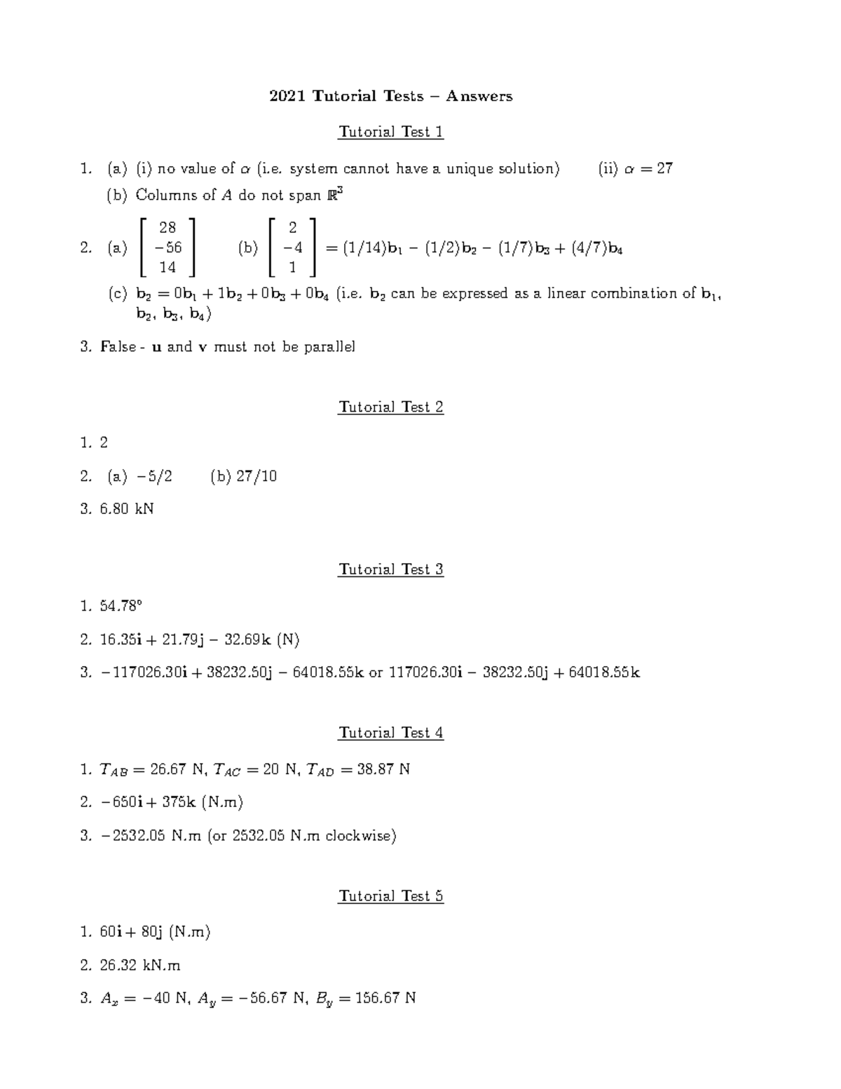 2021 Tutorial Test Answers: Comprehensive Solutions - Studocu
