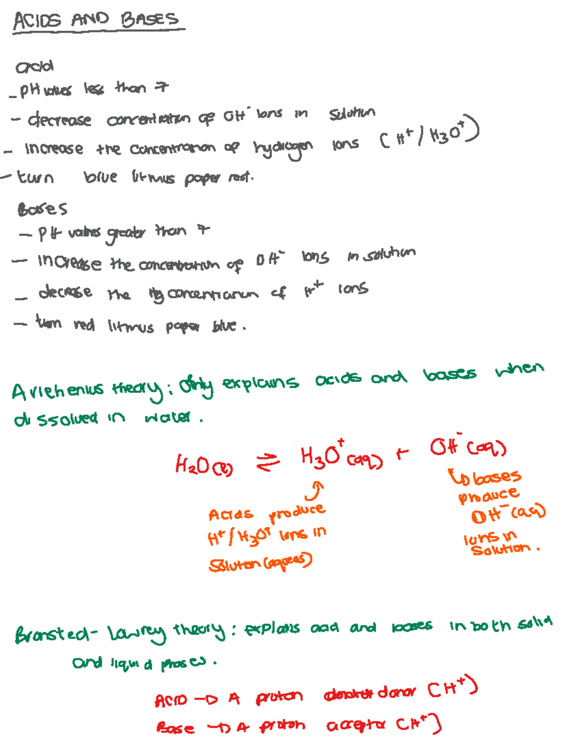 Grade 9 Chemistry Notes: Acids, Bases, and Their Properties - Studocu