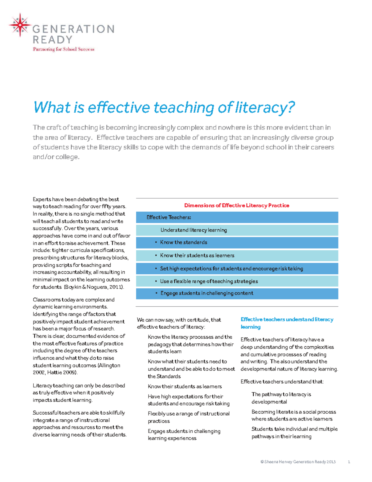 Effective Literacy Teaching Practices: Understanding Students ...