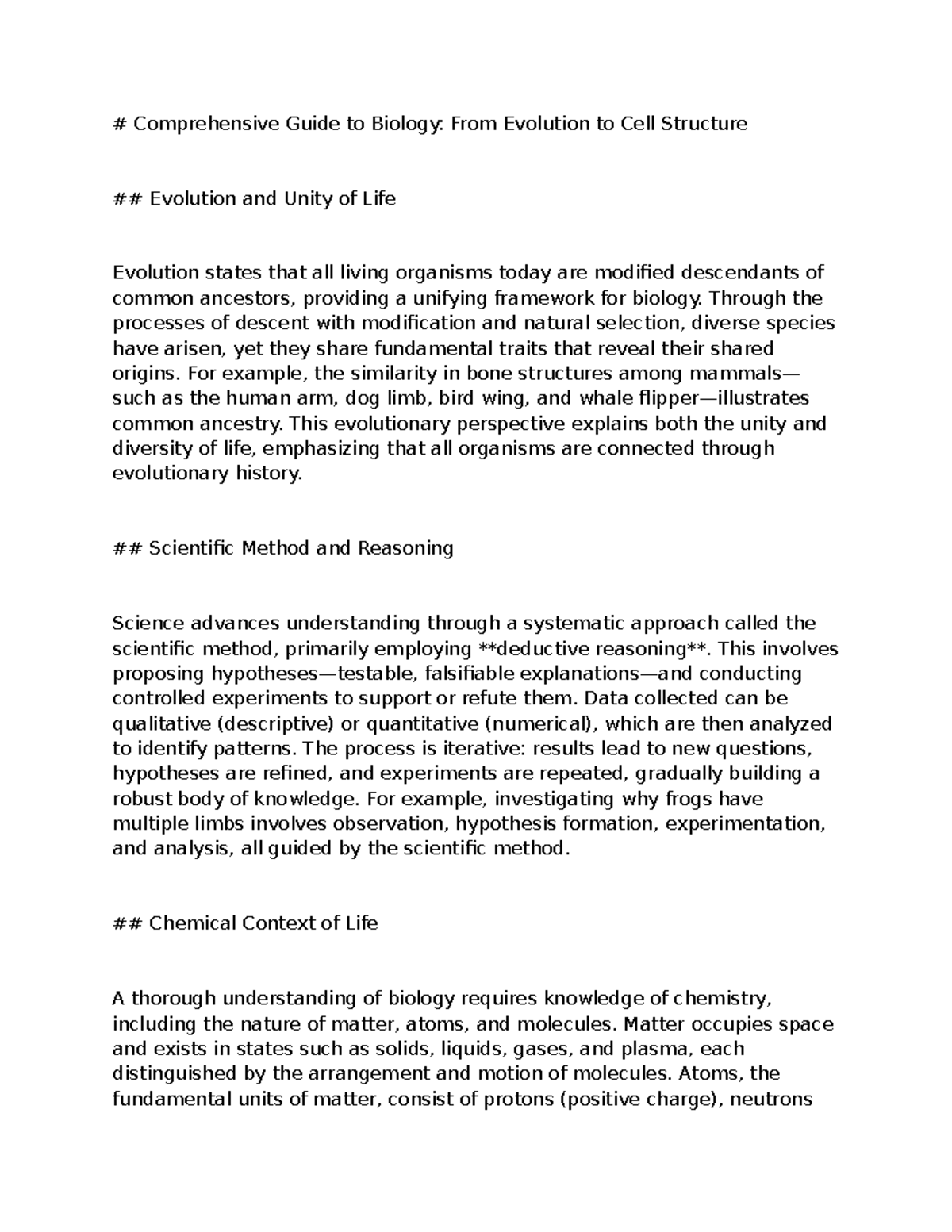 Comprehensive Biology Overview: Evolution, Cells, and Life Processes ...