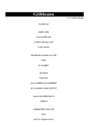 Géibheann notes - Géibheann (prison) le Caitlín Maude: Ainmhí mé ainmhí ...