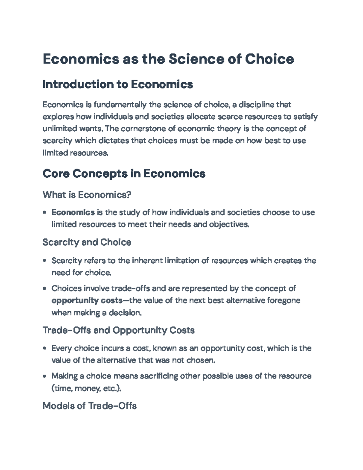 Economics 101: Understanding Choice, Scarcity, and Trade-Offs ...