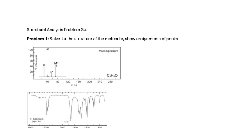 Structural Analysis Problem Set: Molecule Structure & Peak Assignments ...
