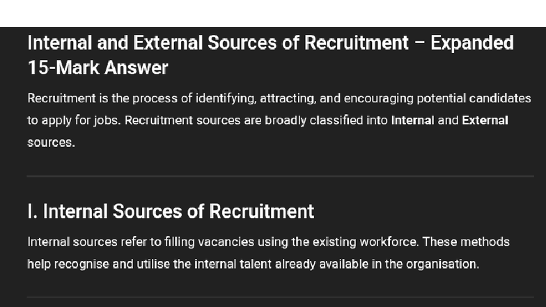 Internal & External Sources of Recruitment - Unit 2 Overview - Studocu