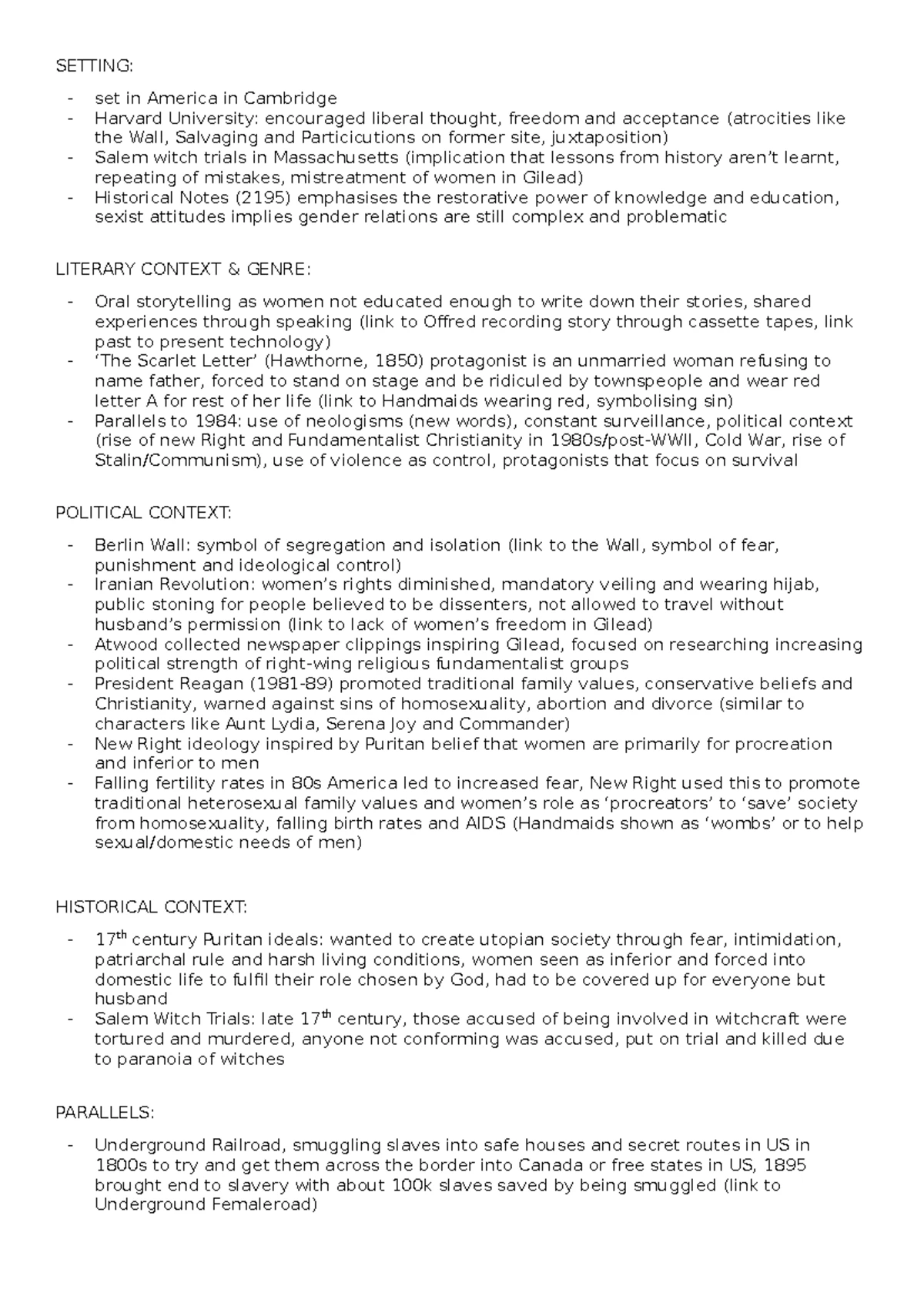 The Handmaid's Tale Summary: Key Plot Points and Themes Analysis - Studocu