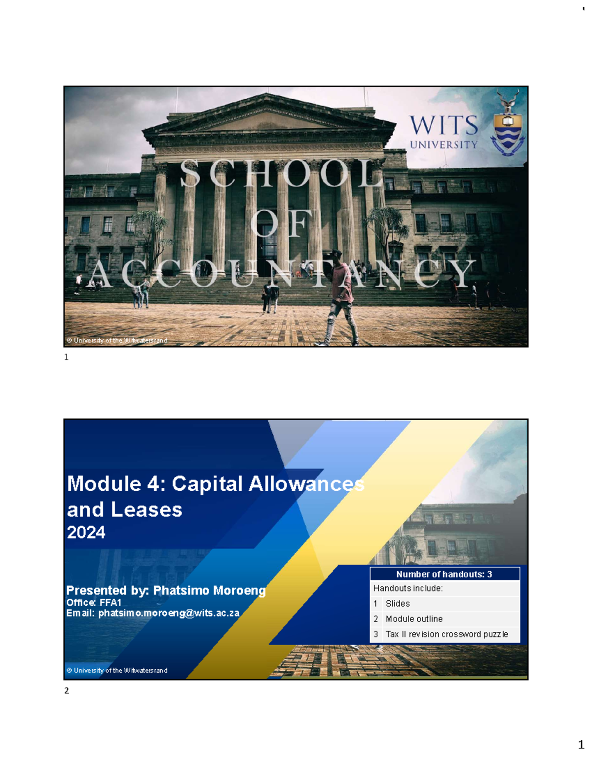Module 4 - Capital Allowances & Leases Lecture Slides 2024-4 - Studocu