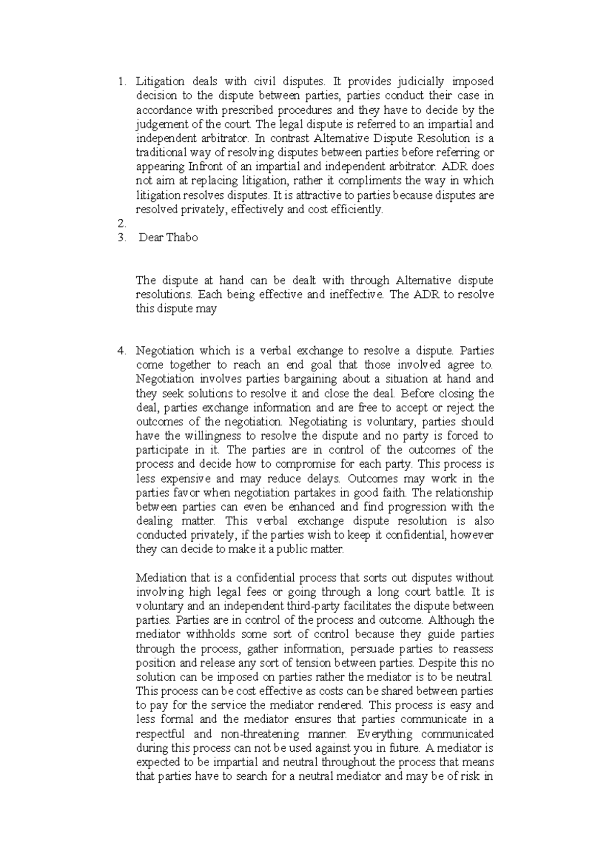 Alternative Dispute Resolution Methods: Mediation & Negotiation Insights - Studocu