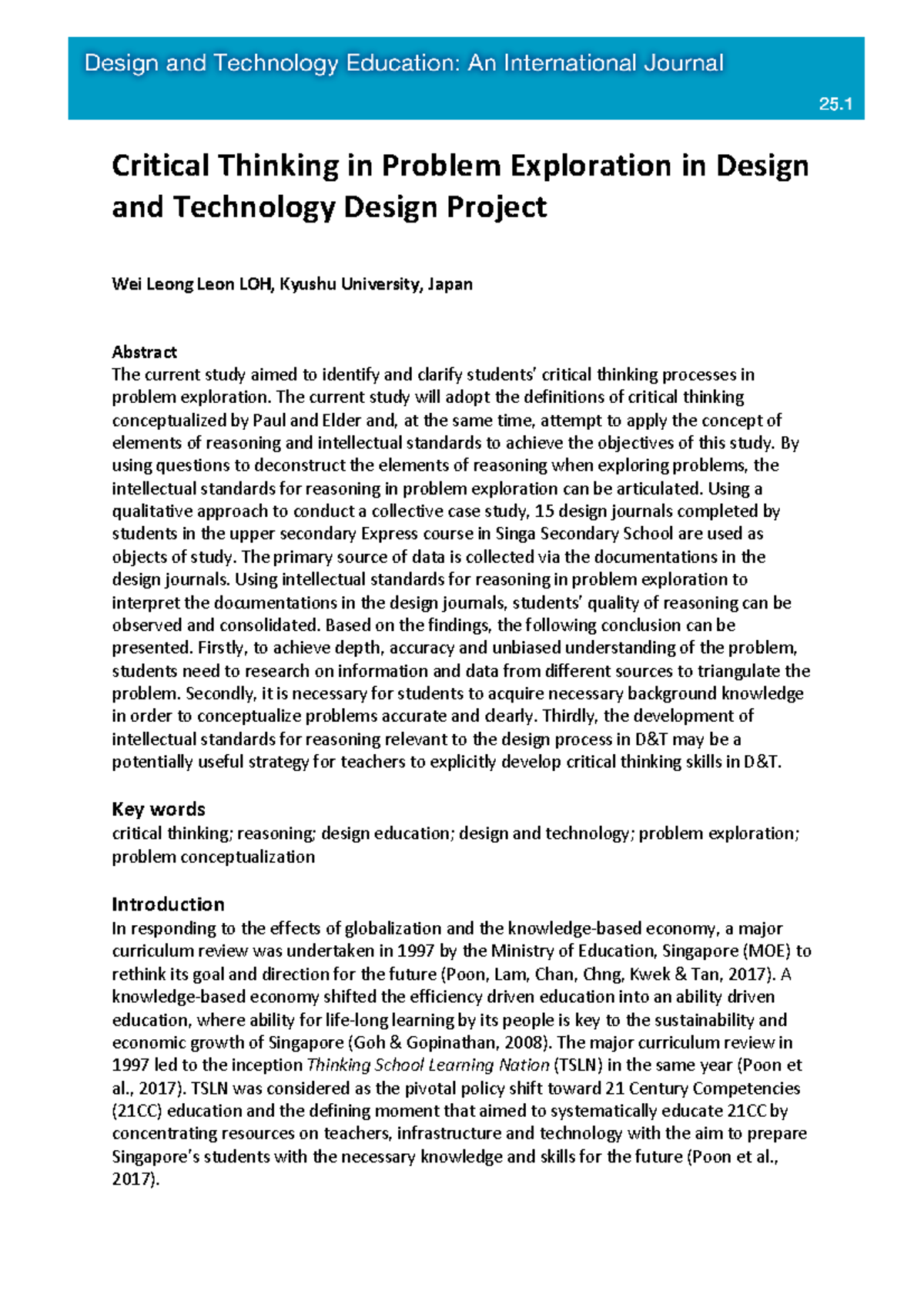 Critical Thinking in Problem Exploration: Design Project A (DT101 ...
