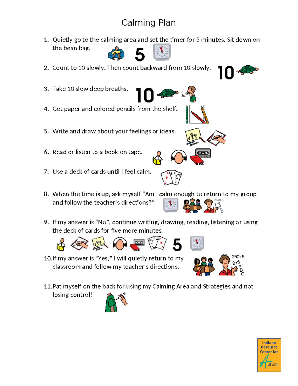 Calming Strategies Plan for Emotional Regulation - Studocu
