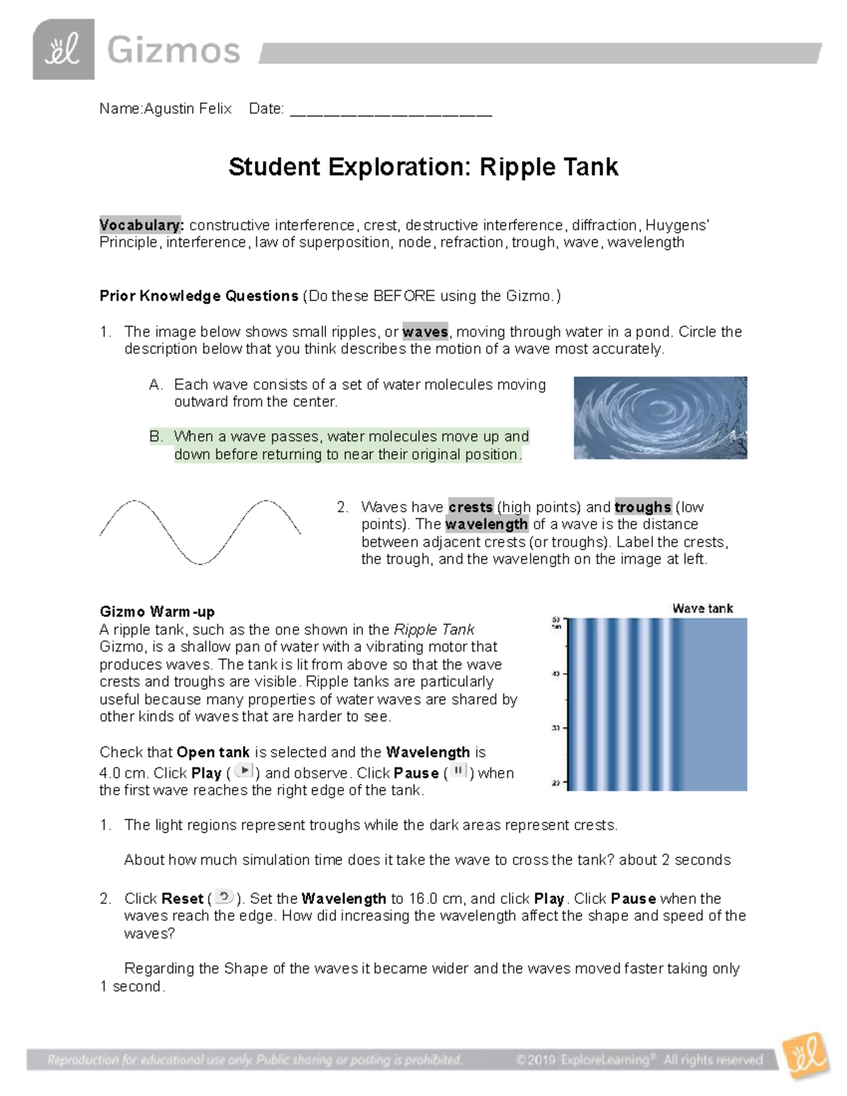 Gizmos Science: Ripple Tank Exploration Guide SE - Studocu