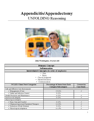 Case study of Acute Appendicitis - CARING FOR THE PATIENT WITH ACUTE ...