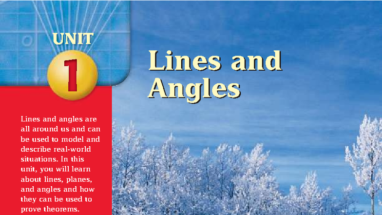 Unit 1: Lines and Angles - Chapter 1 Overview and Key Concepts - Studocu