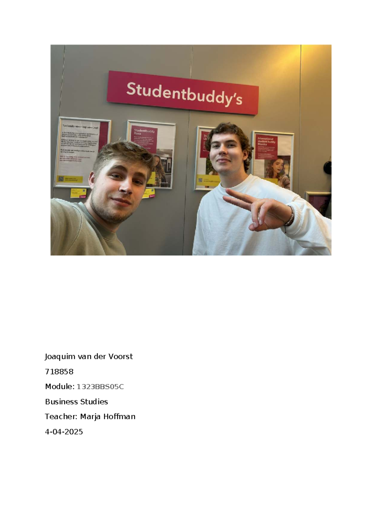 English Portfolio P3 - Reflection on Presentations 1323BBS05C - Studeersnel