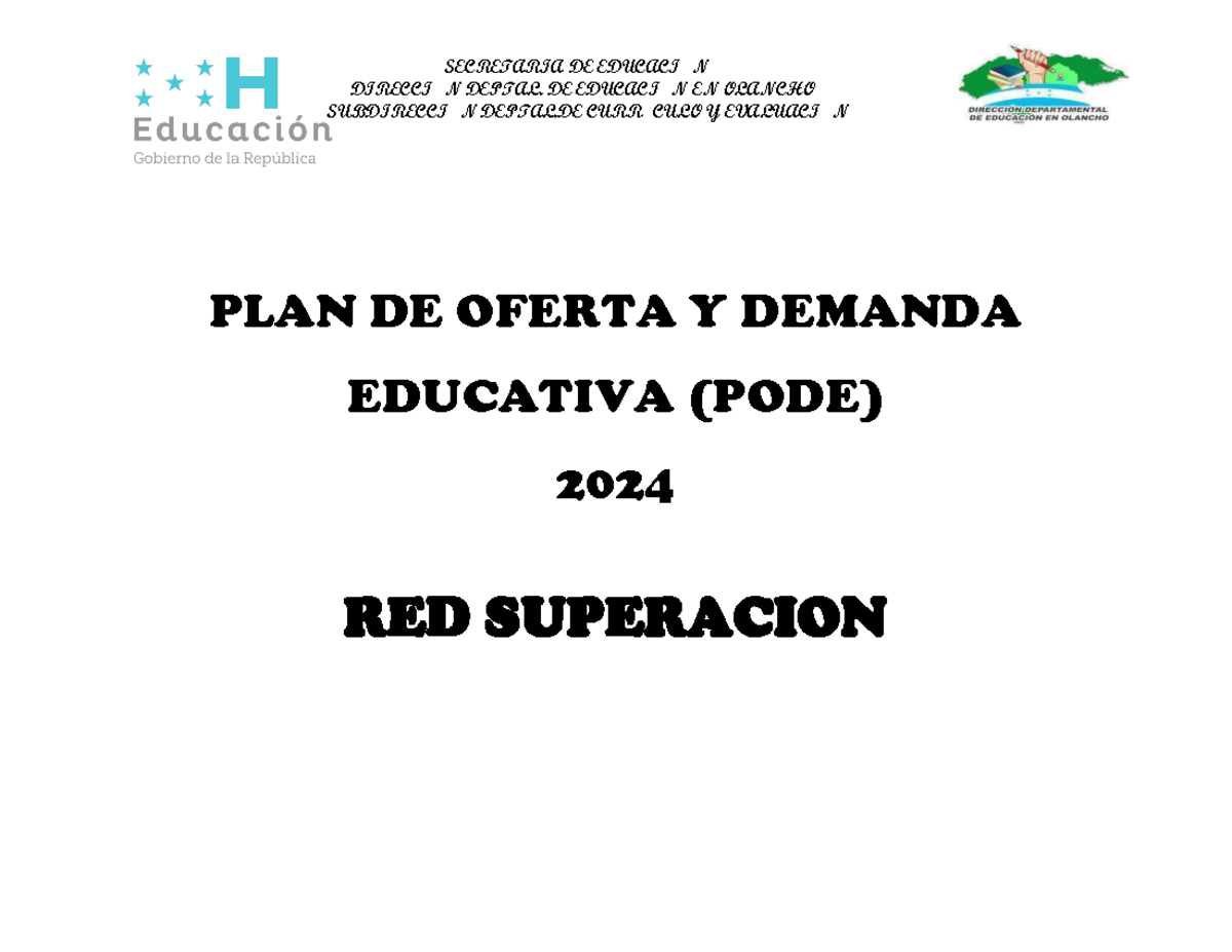 PLAN DE Oferta Y Demanda Educativa Red Superacion 2024 - DIRECCIÓN ...